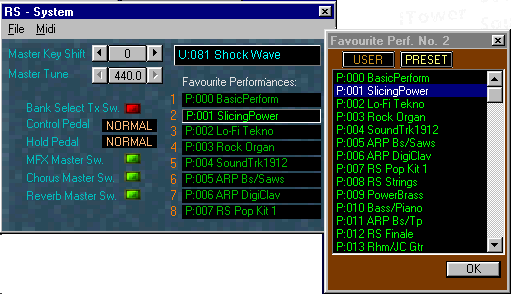 EDITING SOFTWARE FOR ROLAND RS-5 AND RS-9 KEYBOARDS