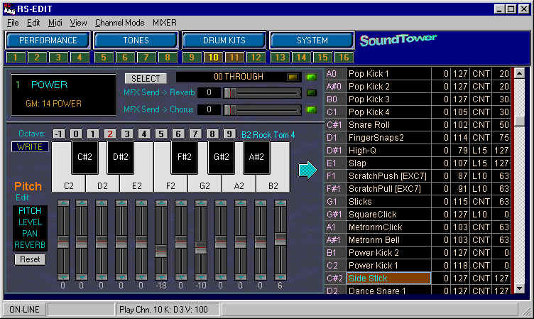 EDITING SOFTWARE FOR ROLAND RS-5 AND RS-9 KEYBOARDS