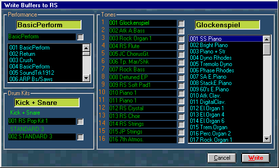 EDITING SOFTWARE FOR ROLAND RS-5 AND RS-9 KEYBOARDS